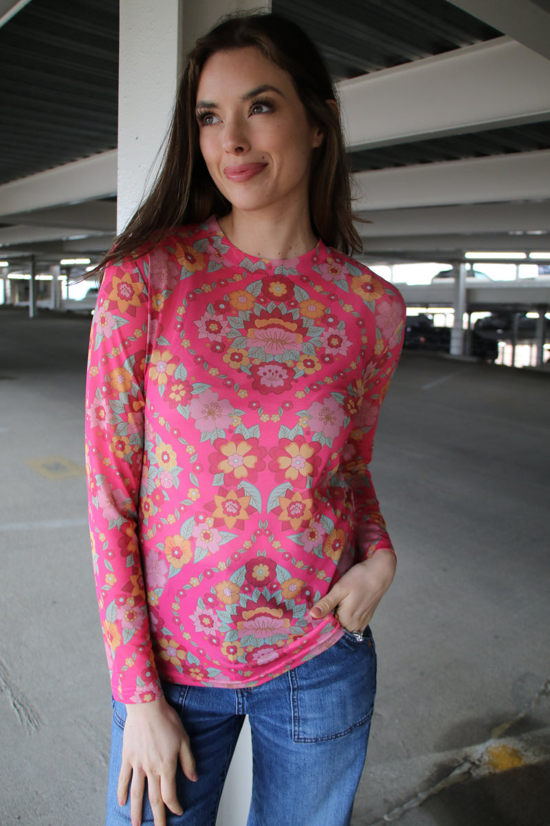 1221 GYPSY BOHO GARDEN - PINK MESH TOP – Turquoise Haven